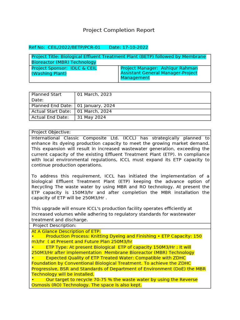 Project Completion Report-1 | PDF