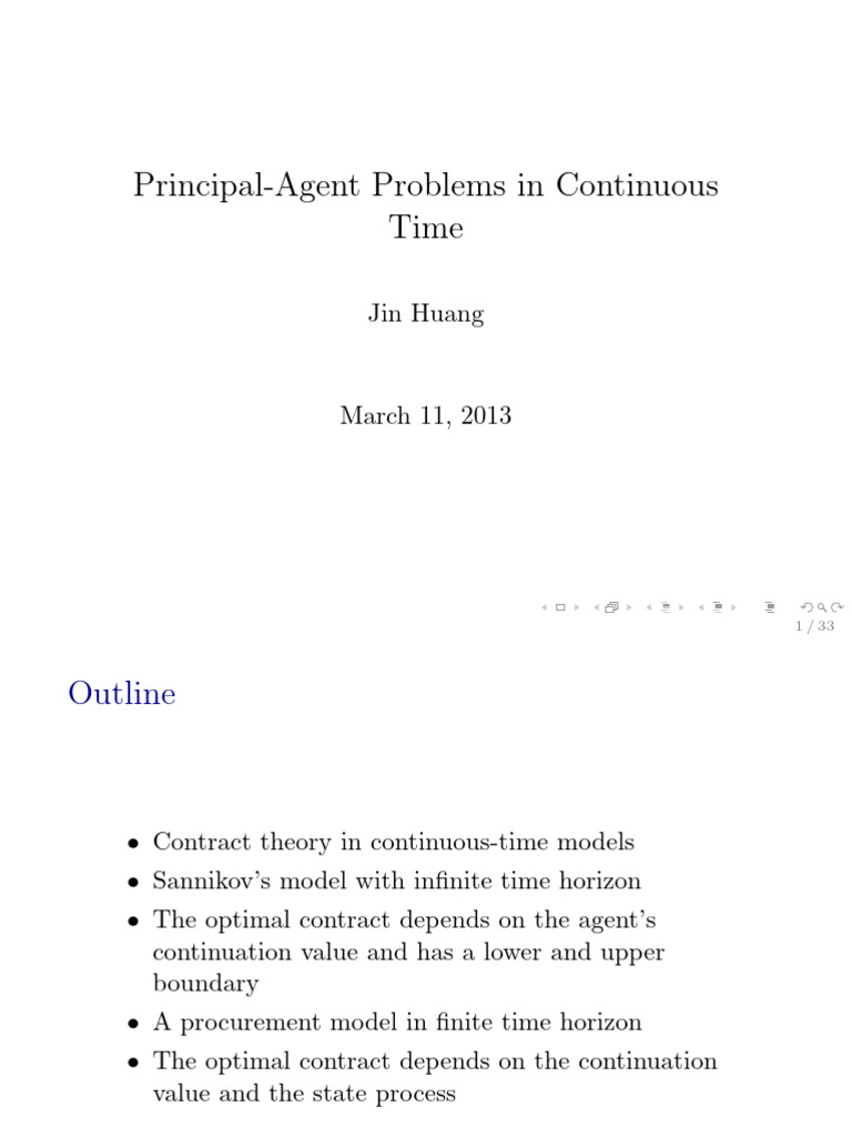 Principal-Agent Problems in Continuous Time | PDF | Mathematics ...