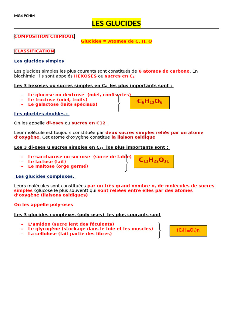 Résumé Cours Glucides | PDF