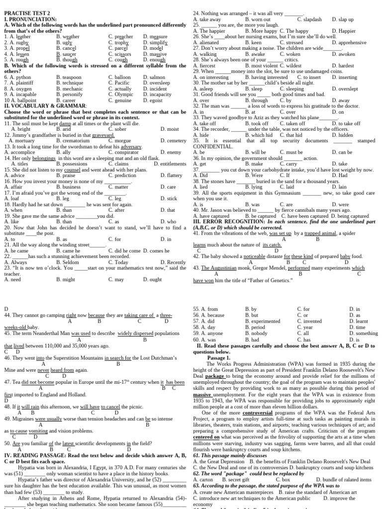 Practise Test 2 | PDF