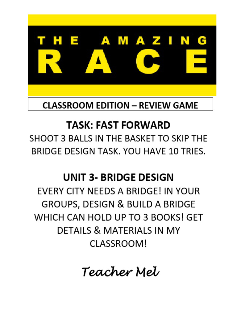 Amazing Race Tasks | PDF