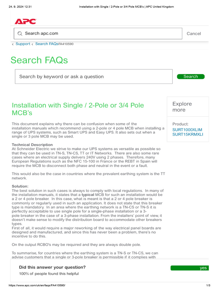 Installation with Single _ 2-Pole or 3_4 Pole MCB’s _ APC United ...