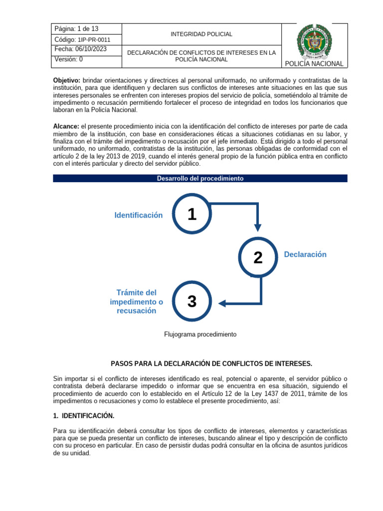 Procedimiento para Declarar Conflictos de Intereses | PDF | Parentesco ...