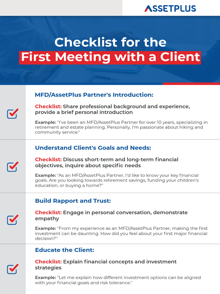 Asset Plus Checklist For First Meeting A0fbda5bb5 | PDF