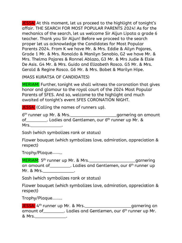 CORONATION SCRIPT | PDF