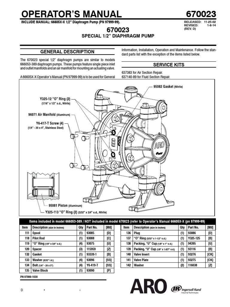 ARO-Air-Operated-Diaphragm-Special-Pump-670023-Manual (1) | PDF