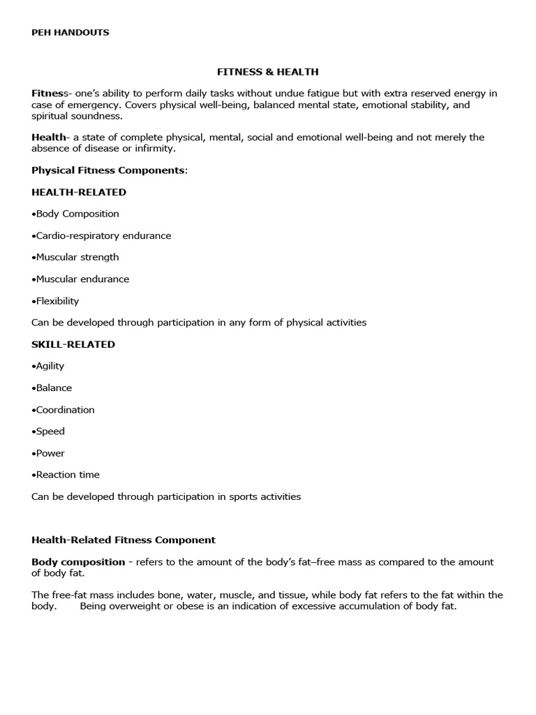 PEH 1st Sem Learning Material | PDF | Hypothermia | Physical Fitness