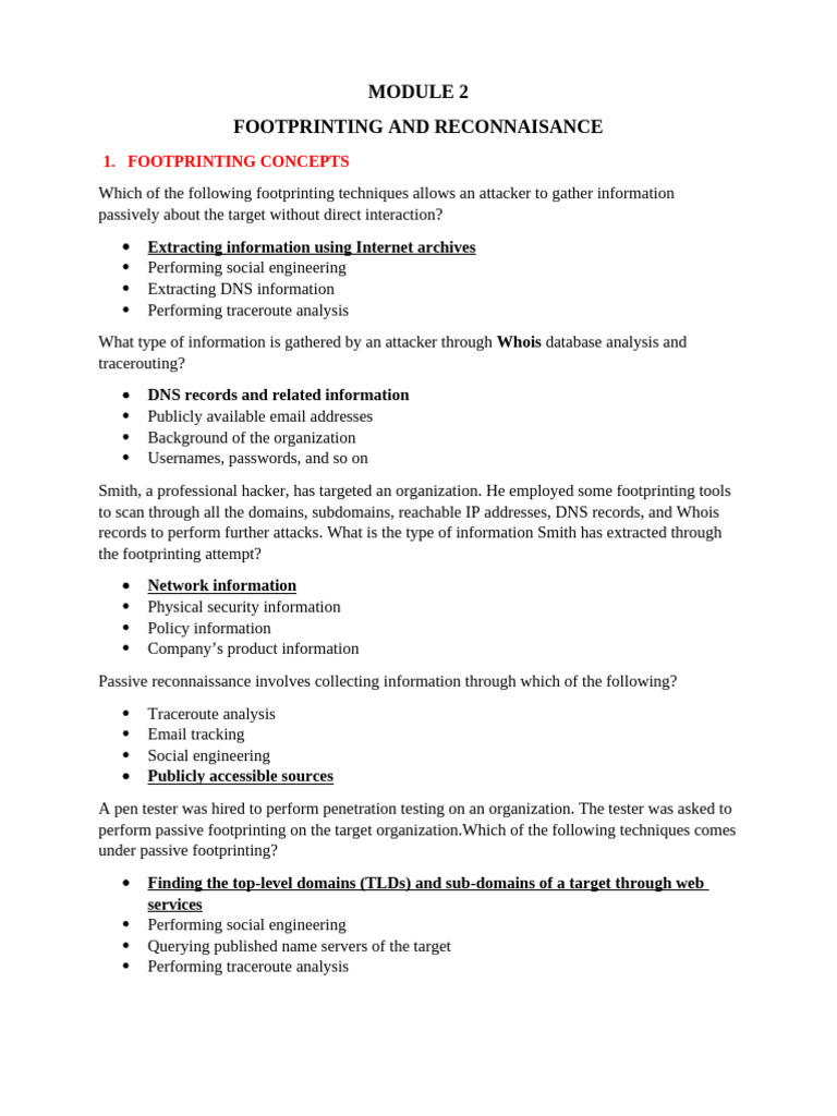 Module 2 Footprinting and Reconnaisance | PDF