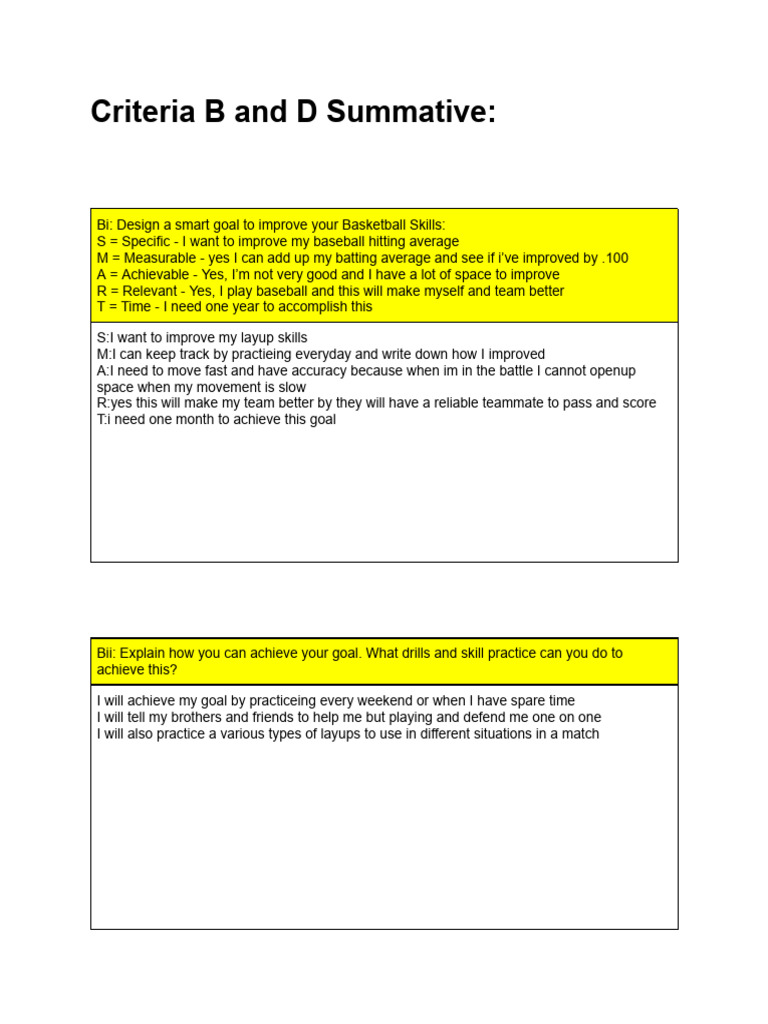 Ryan's Criteria B D Rush Summative Basketball | PDF