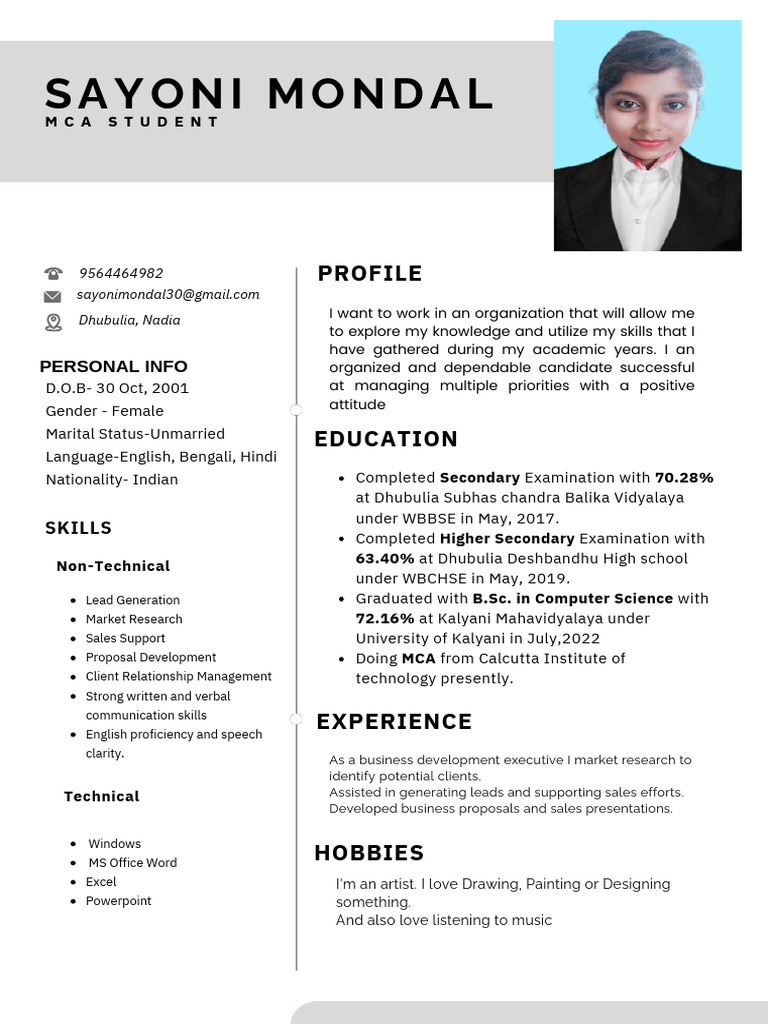 Sayoni Mondal Resume | PDF