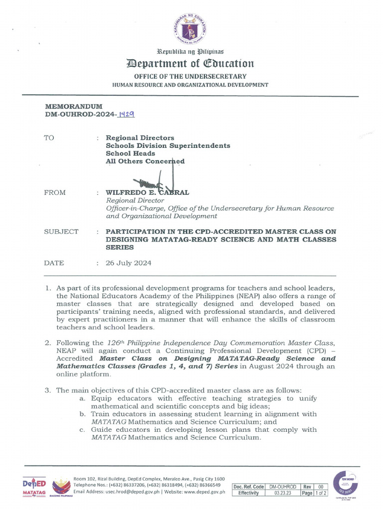 Master Class On Designing MATATAG-Ready Science and Math Classes Series ...