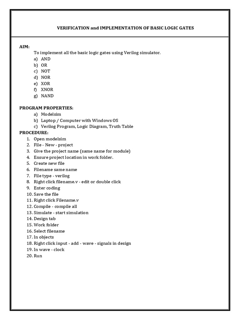 vERILOG SAMPLE EXPERIMENTS | PDF | Logic Gate | Computer Programming