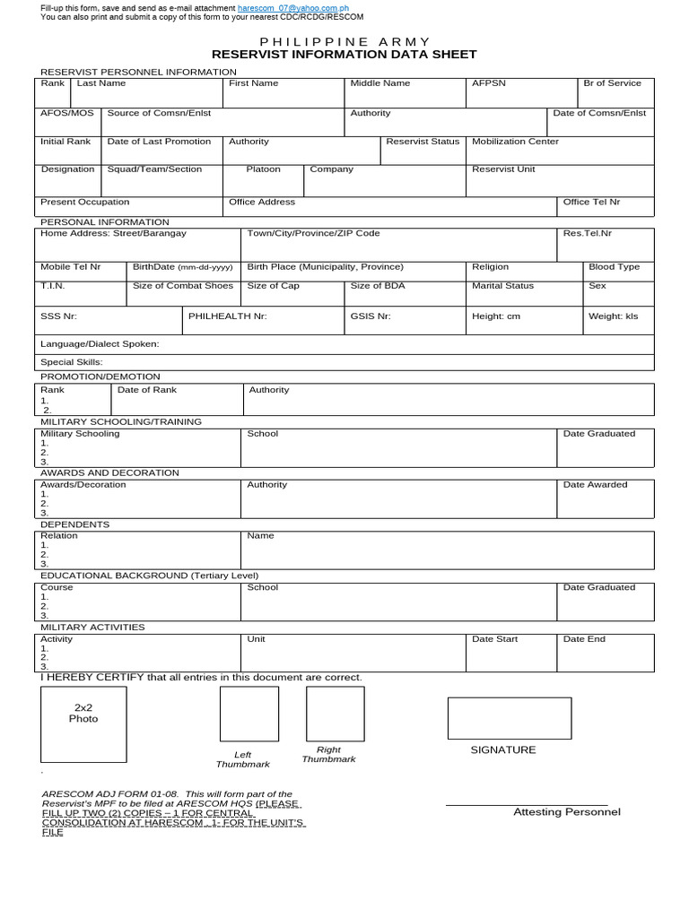 RIDS Form RevisedA4 | PDF