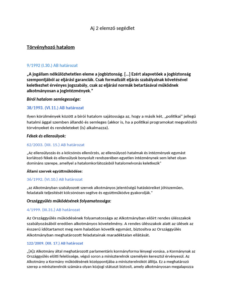 Aj 2 Elemző Segédlet 2 | PDF