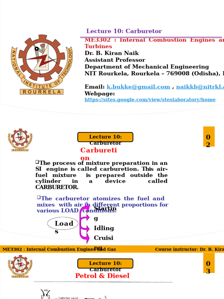 IC Engines Lecture 10 - Carburetor | PDF