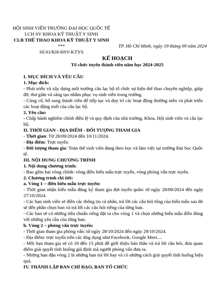 BME KH Tuyển quân BME Sports Club | PDF