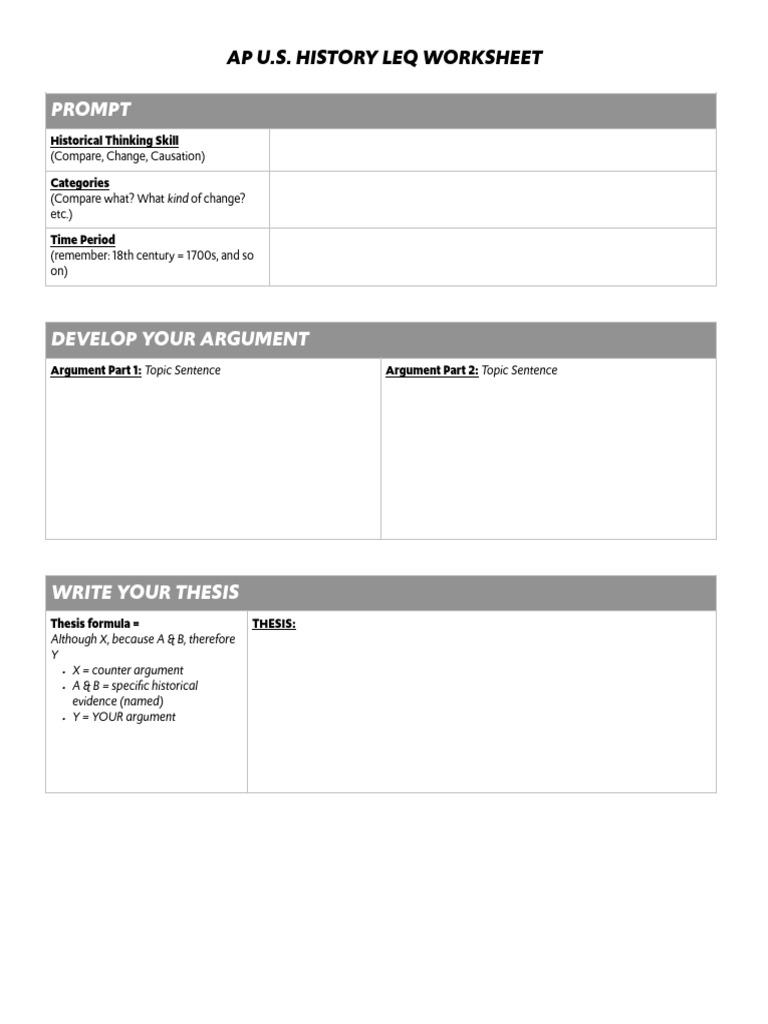 Apush Leq Worksheet | PDF