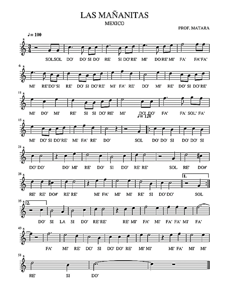 Las Mañanitas - Flauta | PDF