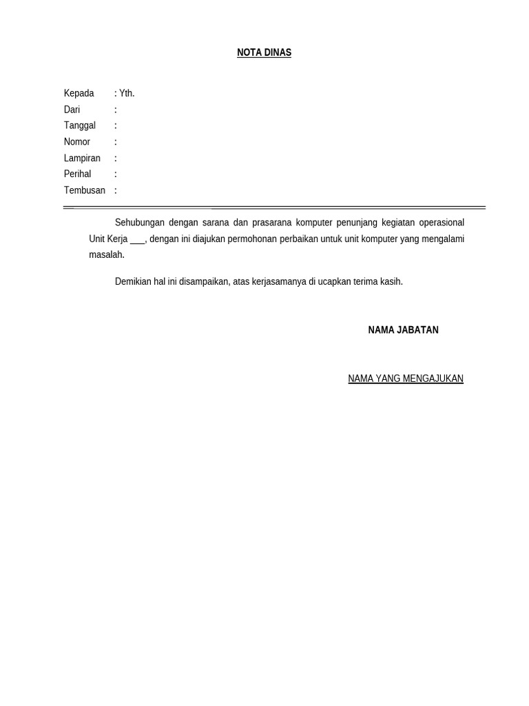Contoh Nota Dinas | PDF