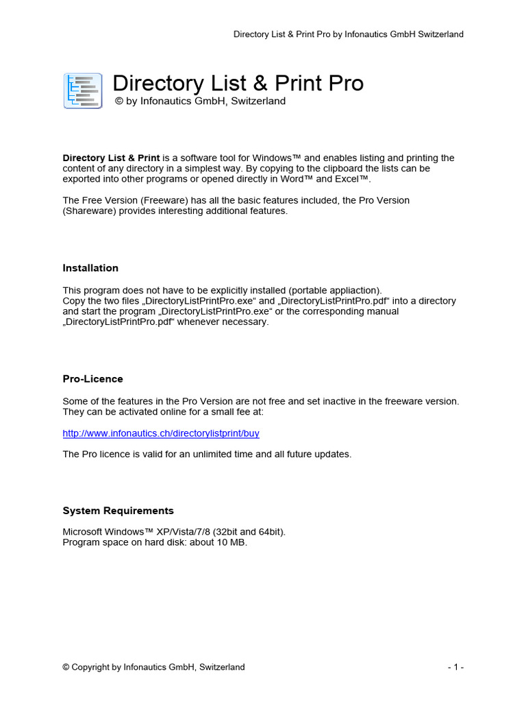 Directory List Print Pro | PDF