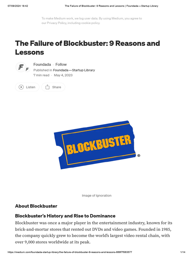 The Failure of Blockbuster - 9 Reasons and Lessons - Foundada - Startup ...