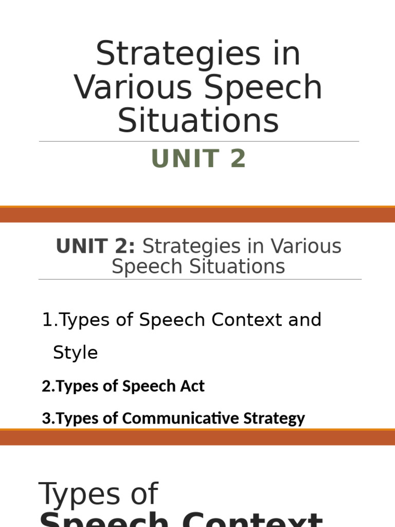 Strategies in Various Speech Situations | PDF