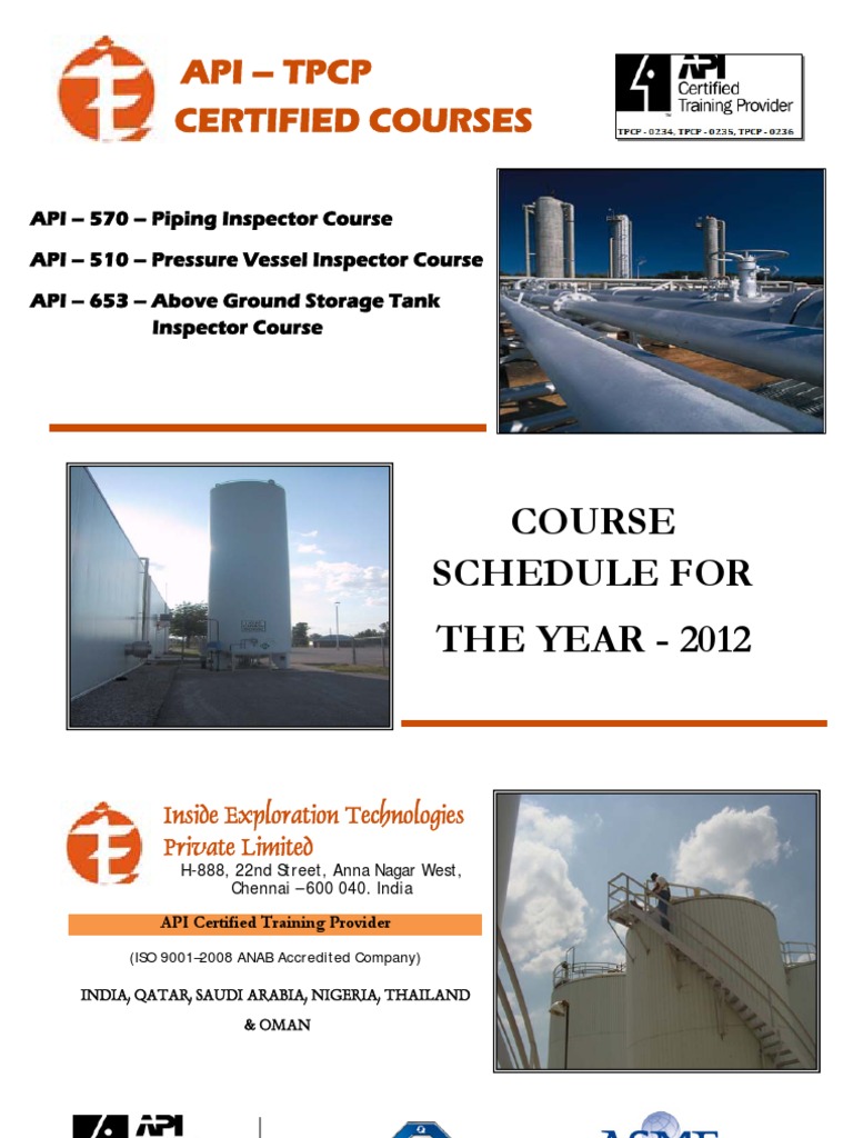 API Inspector Training Courses | PDF | Wire Transfer | Diploma