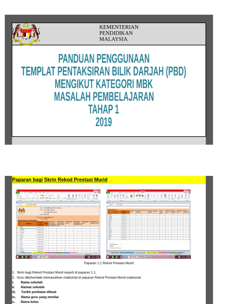 2019V1 Templat Pelaporan PBD MBK (Adhd) | PDF
