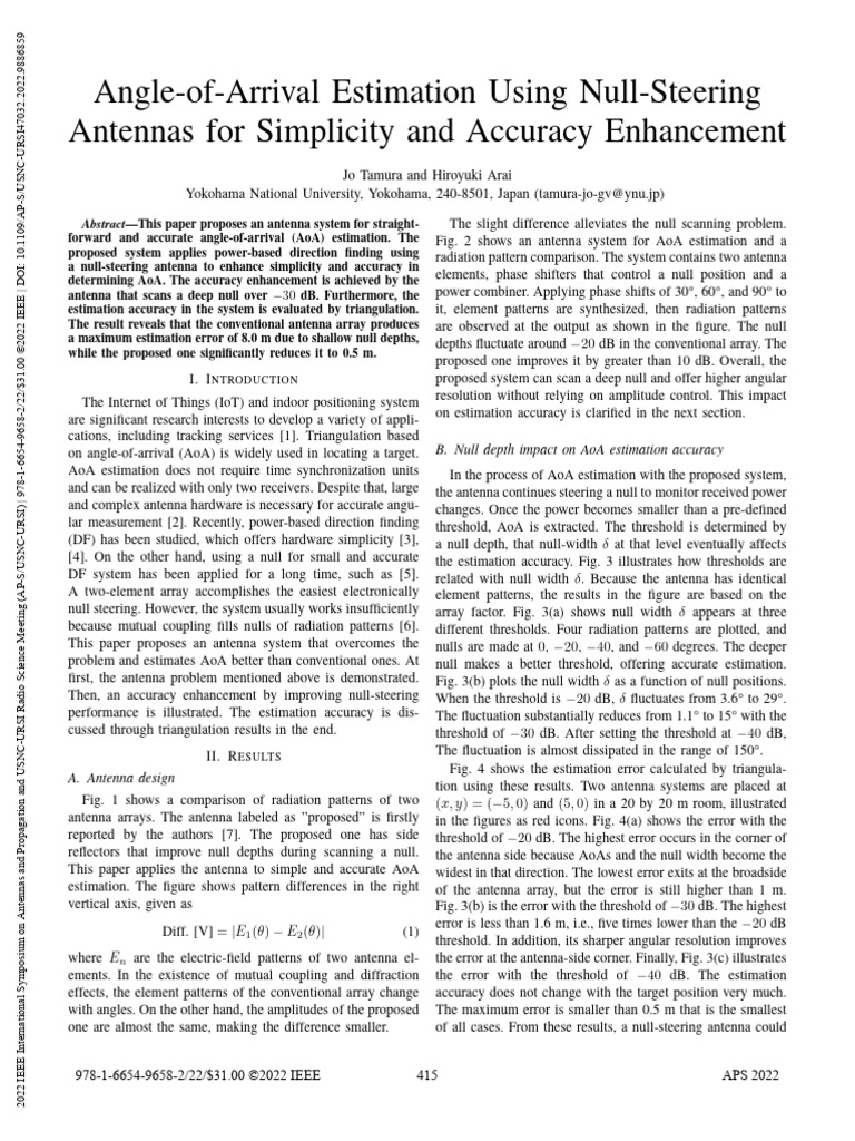 Angle-of-Arrival Estimation Using Null-Steering Antennas For Simplicity ...