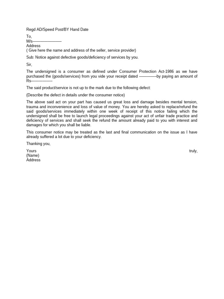 Legal Notice Format | PDF