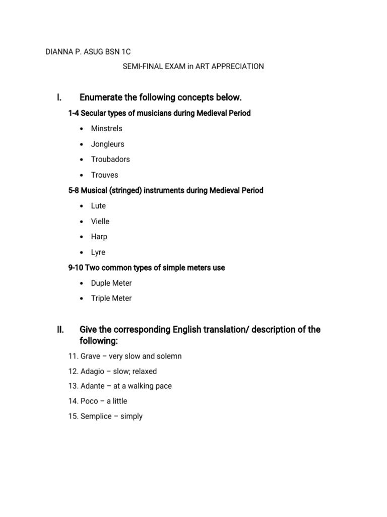 Semi Finals Examination | PDF