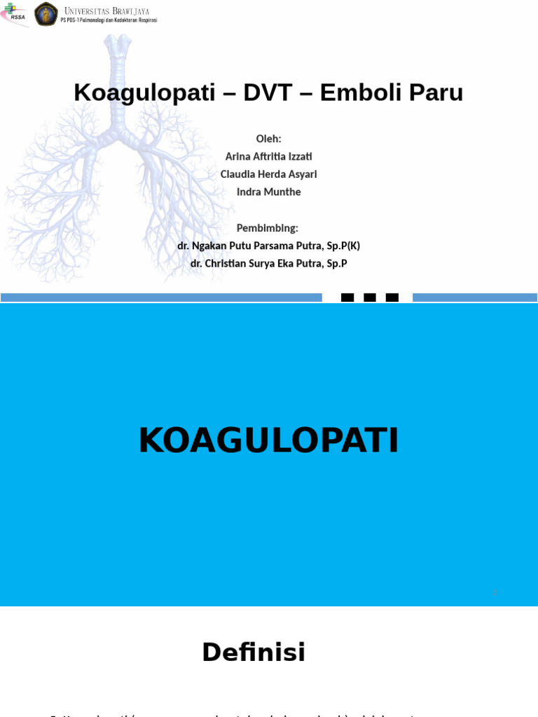 Koagulopati - DVT - Emboli Paru | PDF