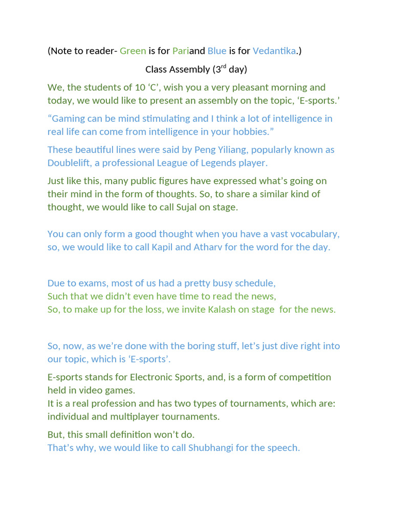 Class Assembly | PDF