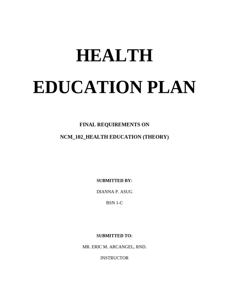 HEALTH EDUCATION PLAN 2.0 | PDF