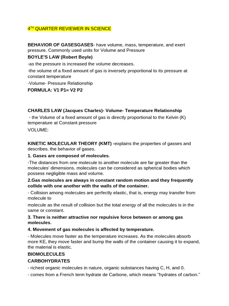 4th Quarter Reviewer | PDF