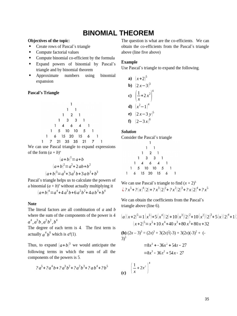 Chapt 2 - Binomial Theorem | PDF