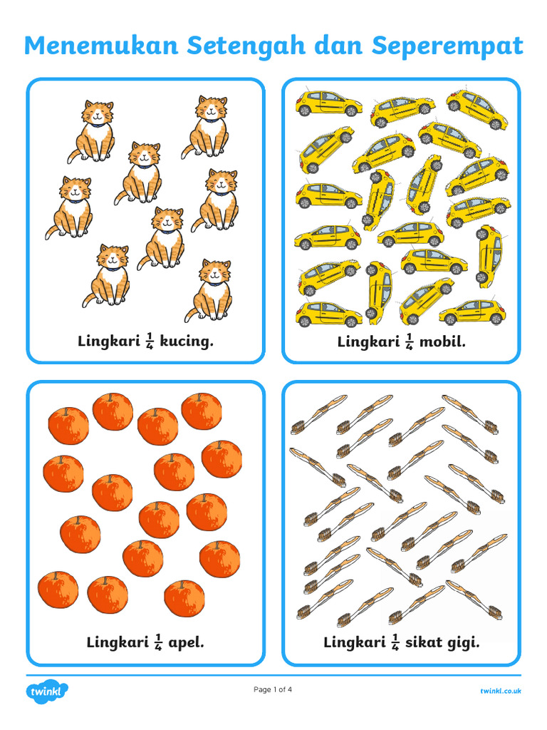Aktivitas Matematika Mencari Setengah Dan Seperempat | PDF