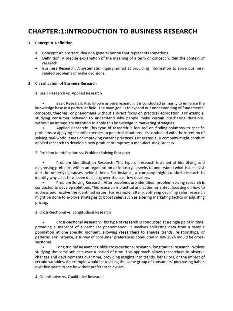 CHAPTER_1_INTRODUCTION TO BUSINESS RESEARCH | PDF
