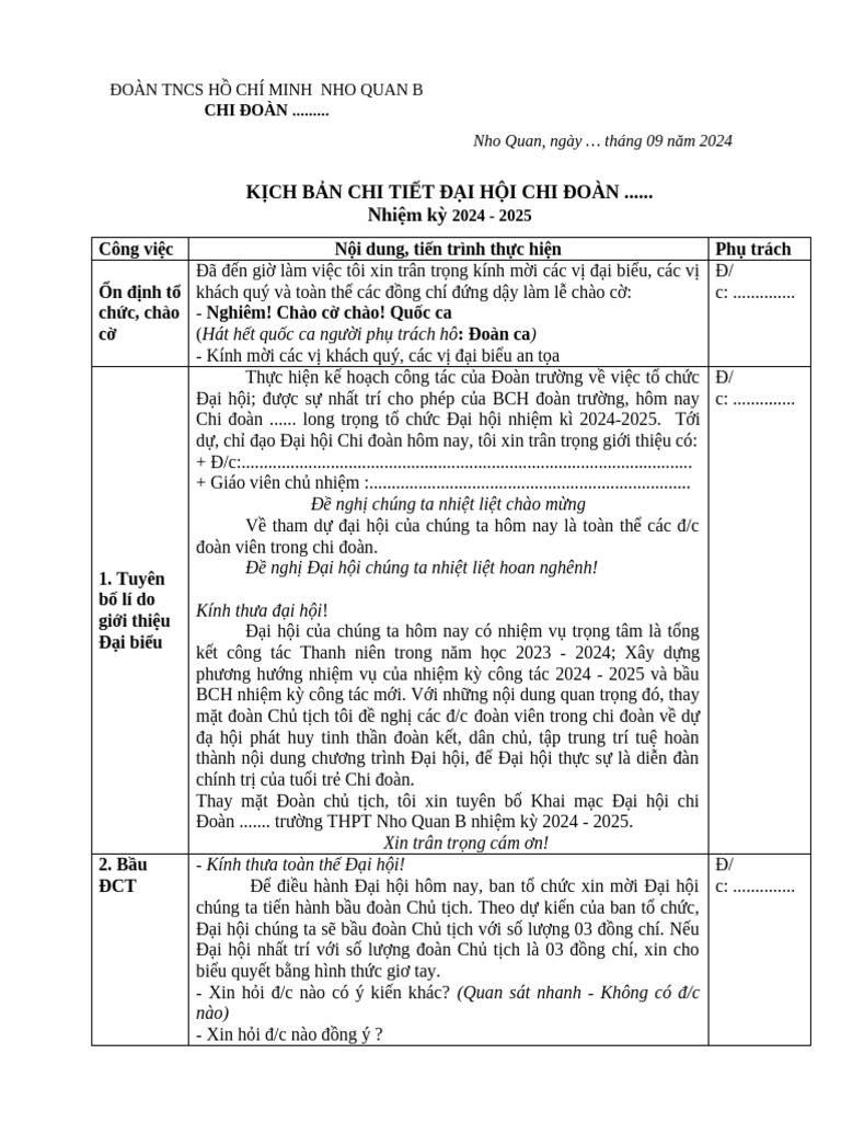 Kich Ban Chi Tiet | PDF