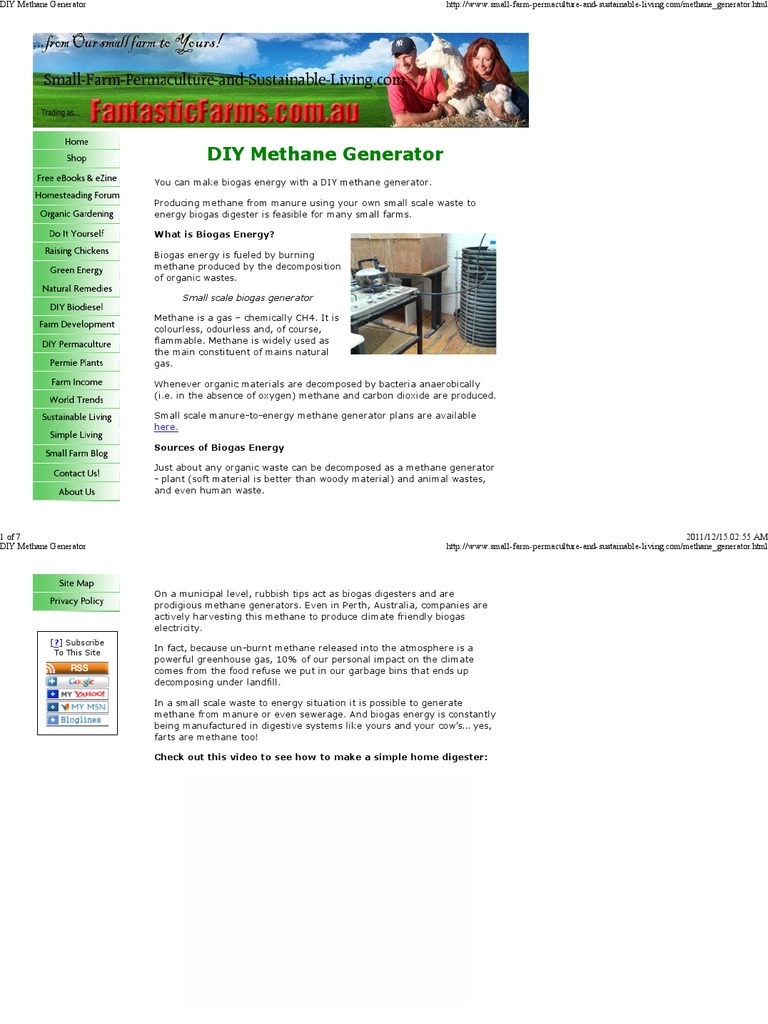 DIY Methane Generator | PDF | Anaerobic Digestion | Biogas