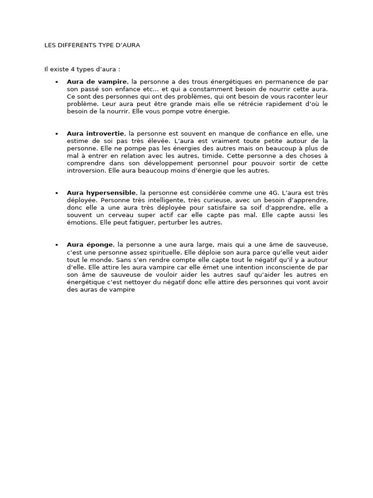 Comprendre les Types d'Aura | PDF