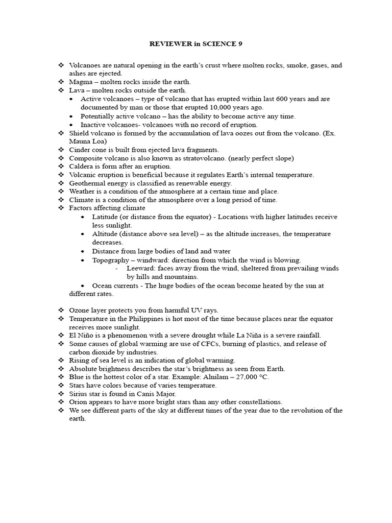 REVIEWER in SCIENCE 9 Third Quarter | PDF