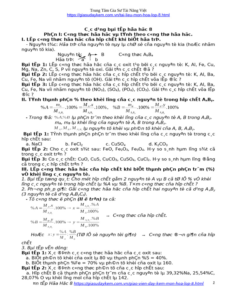 Tai Lieu Hoa Lop 8 Moi Nhat Tai Lieu Hoa Lop 8 PDF | PDF