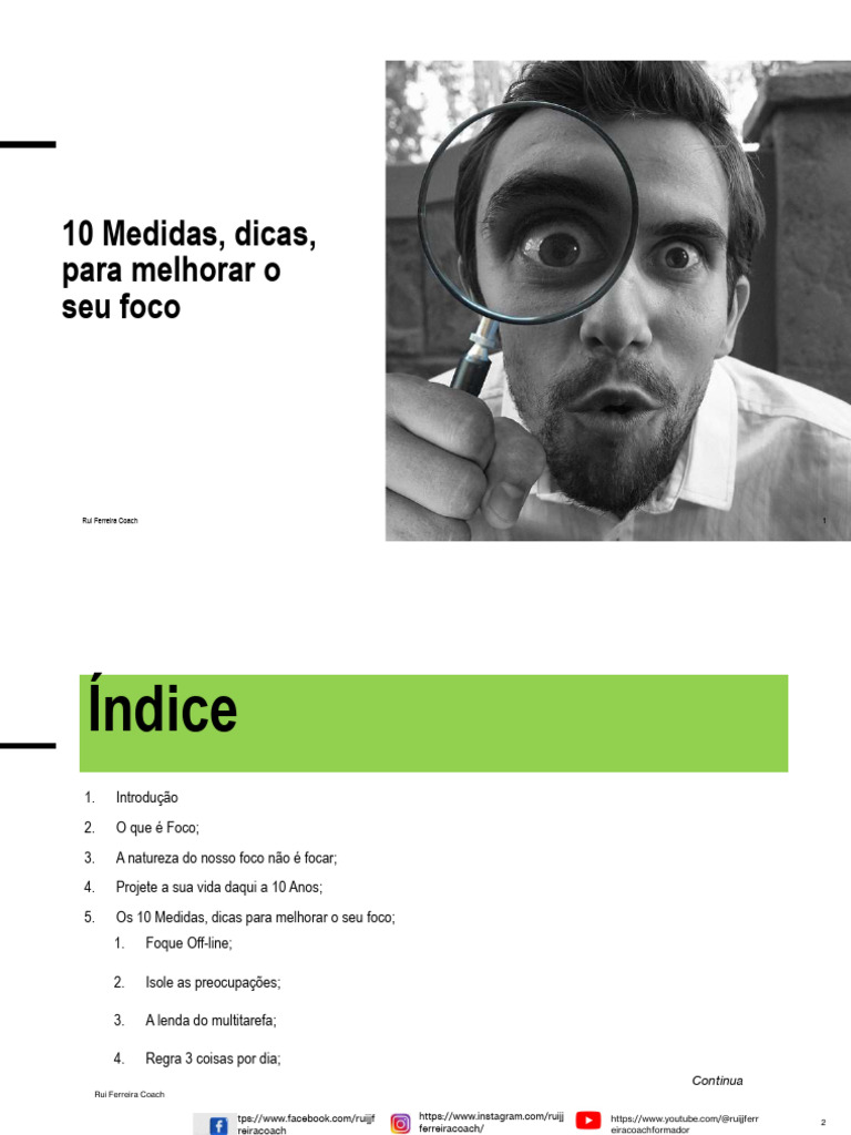 E Book - Foco - 10 Medidas para Melhoria Do Seu Foco | PDF