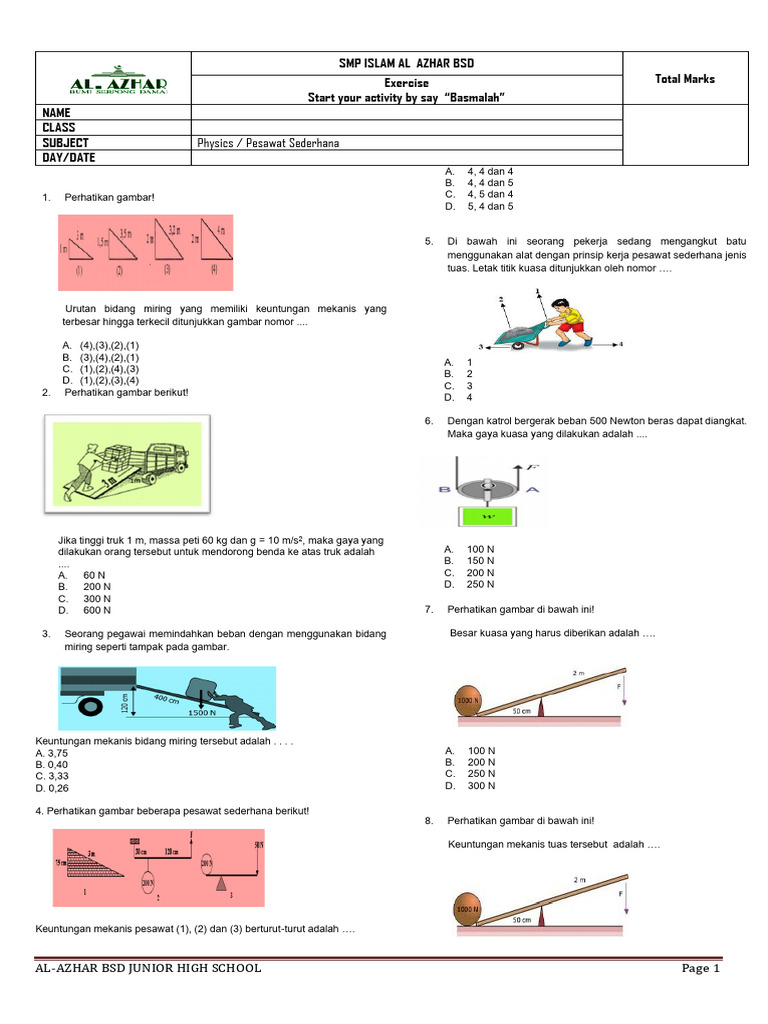 Physics Exercises for Junior High Students | PDF