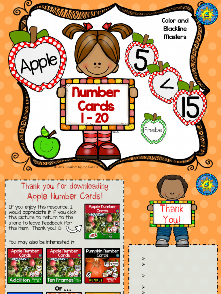 Number Cards: Color and Blackline Masters | PDF