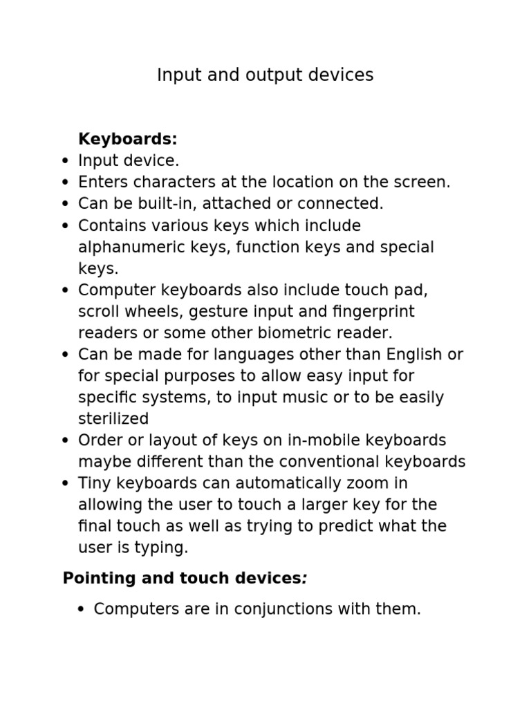 Input and output devices | PDF