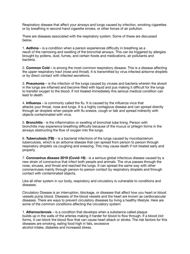 Respiratory Disease That Affect Your Airways and Lungs Caused by ...