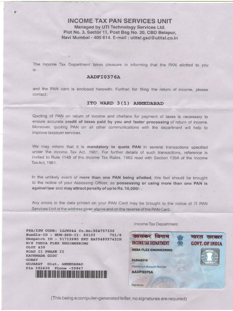 Pan Card - India Flex | PDF