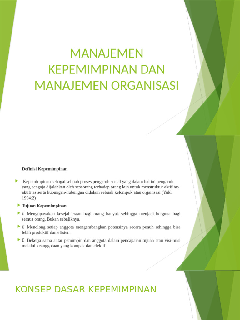 Manajemen Kepemimpinan Dan Manajemen Organisasi | PDF